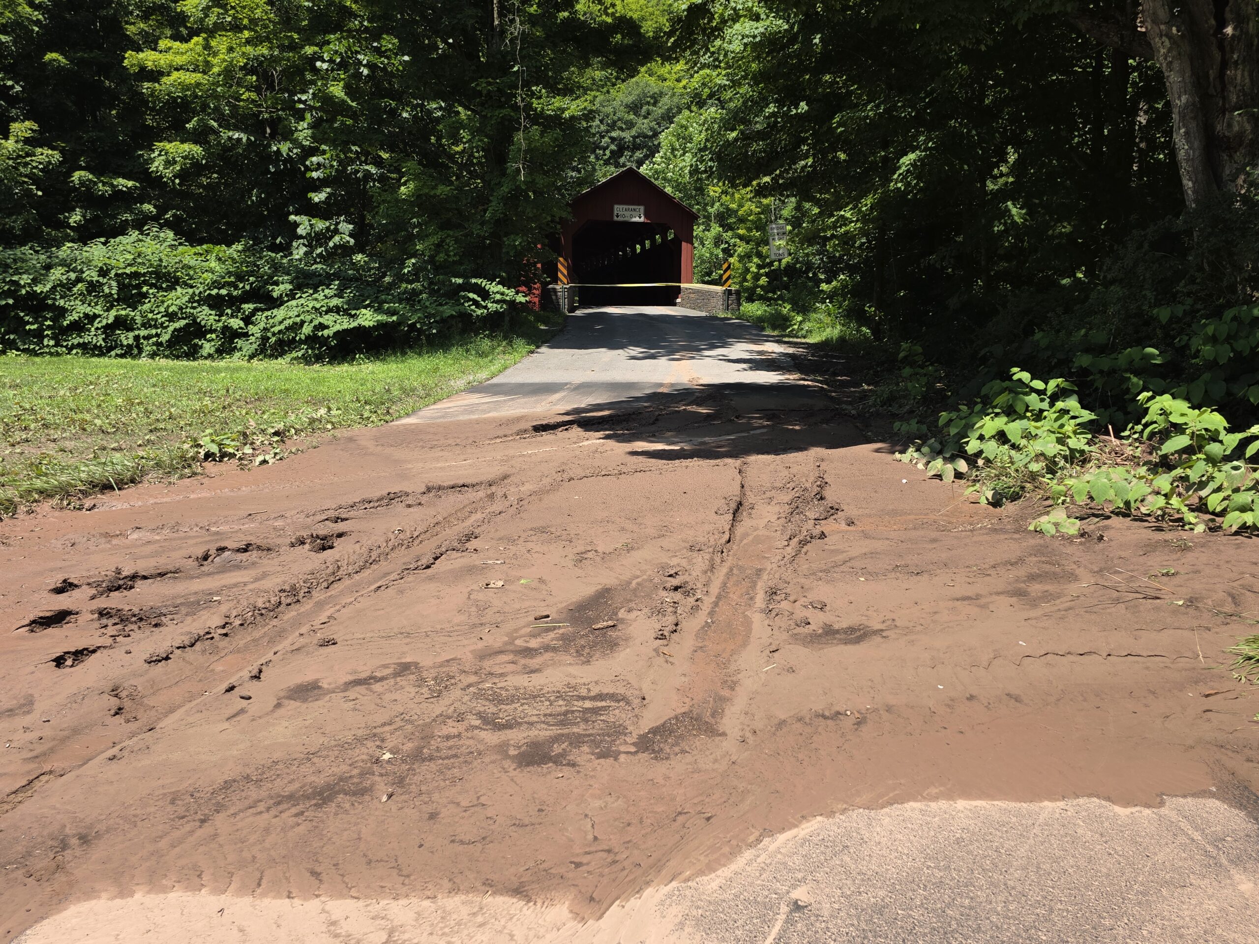 The Sonestown Covered Bridge was rendered impassable by a mud slide ...